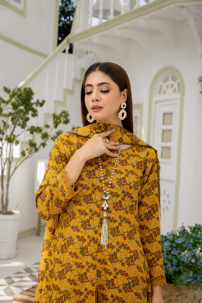 3 PIECE – PRINTED DHANAK SUIT – Orang Official